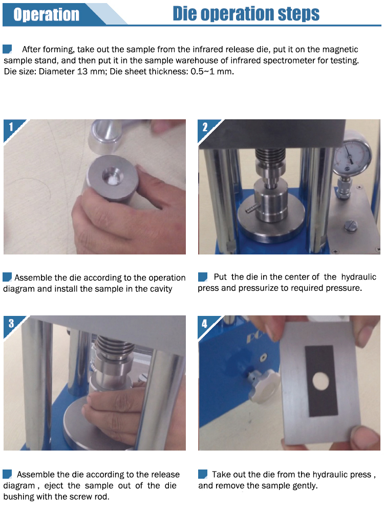 13mm Demolding FTIR KBr Powder Pellet Pressing Die Set 13mm Demolding FTIR KBr Powder Pellet Pressing Die Set